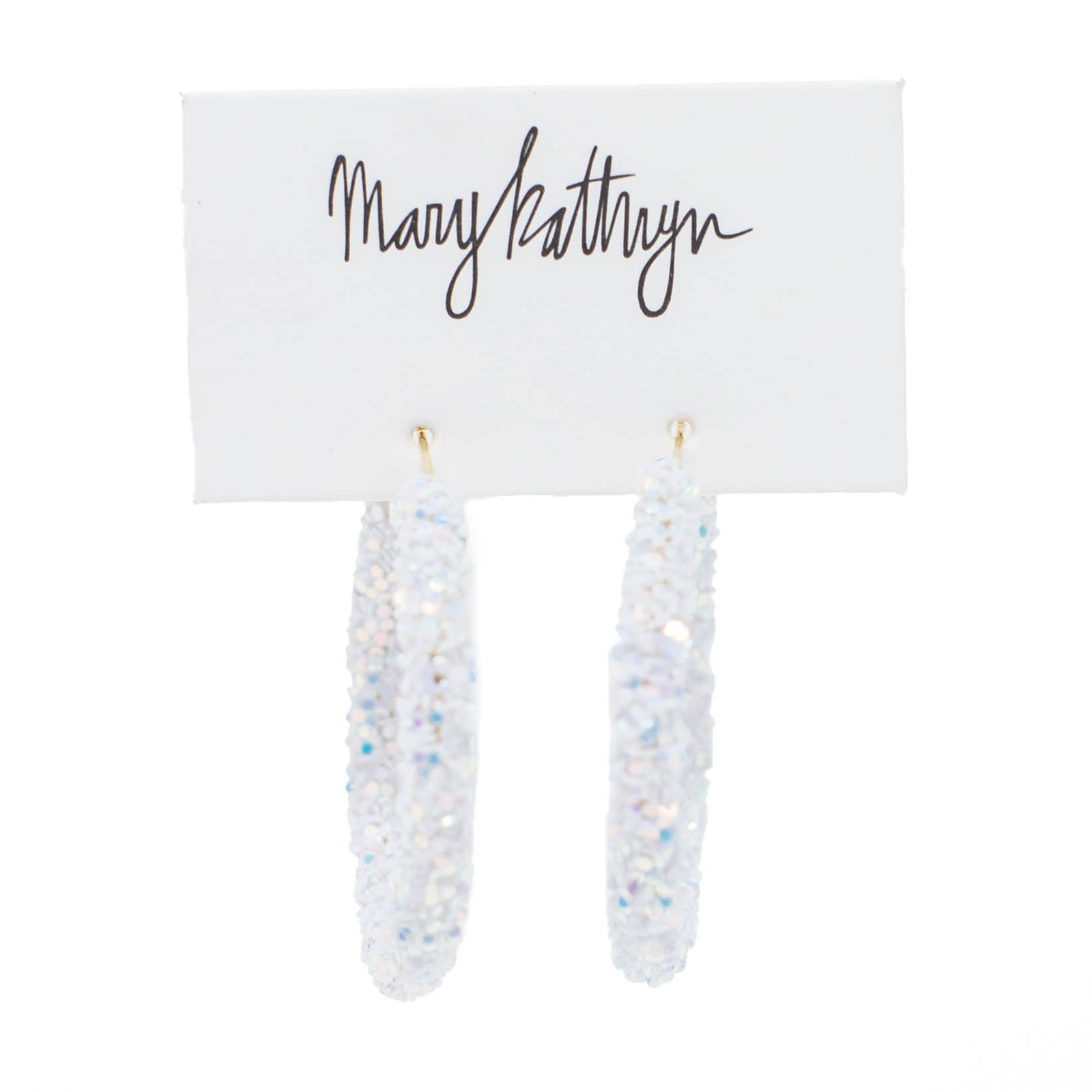 White Glitter Hoops – Mary Kathryn Design