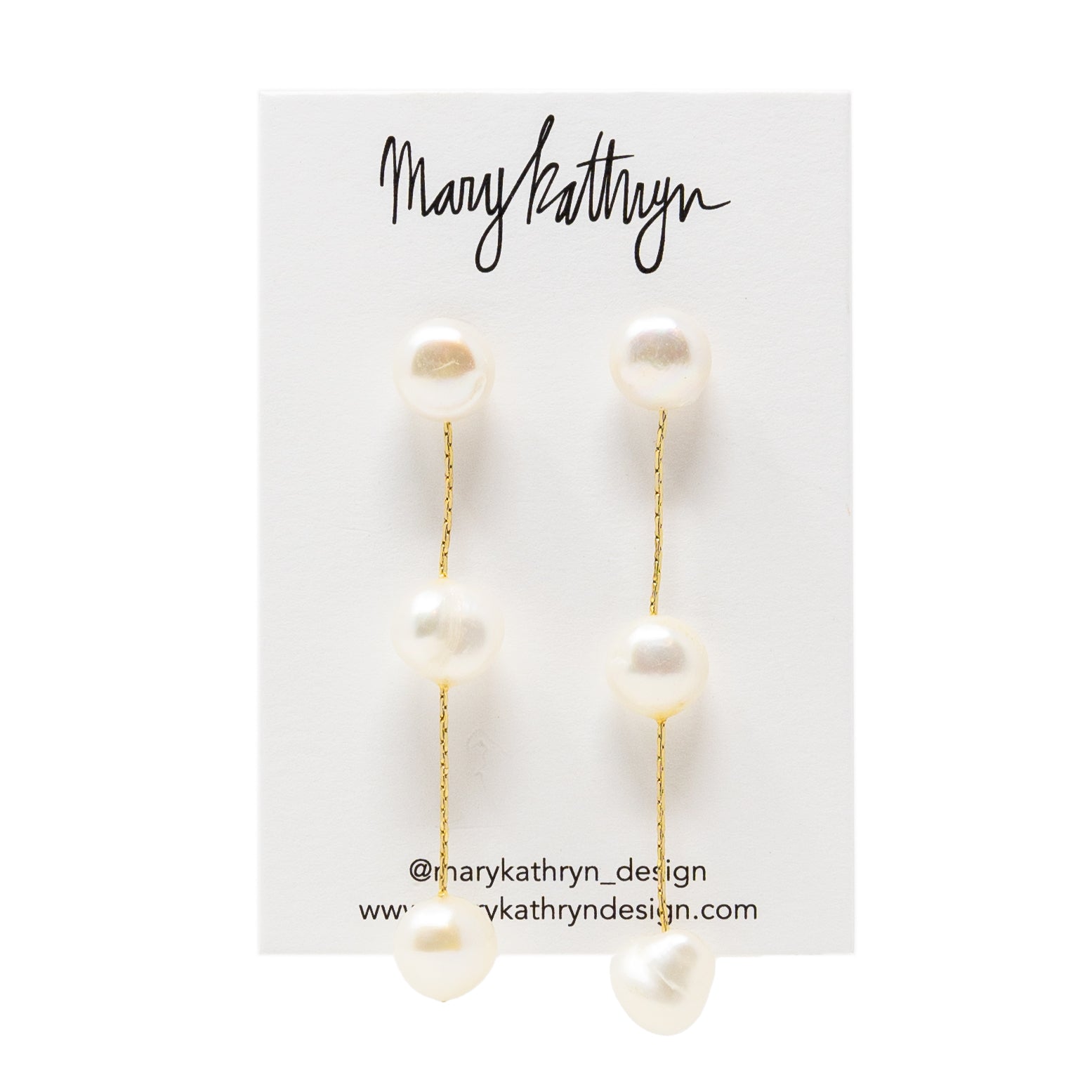 White Triple Pearl Drop Earrings – Mary Kathryn Design