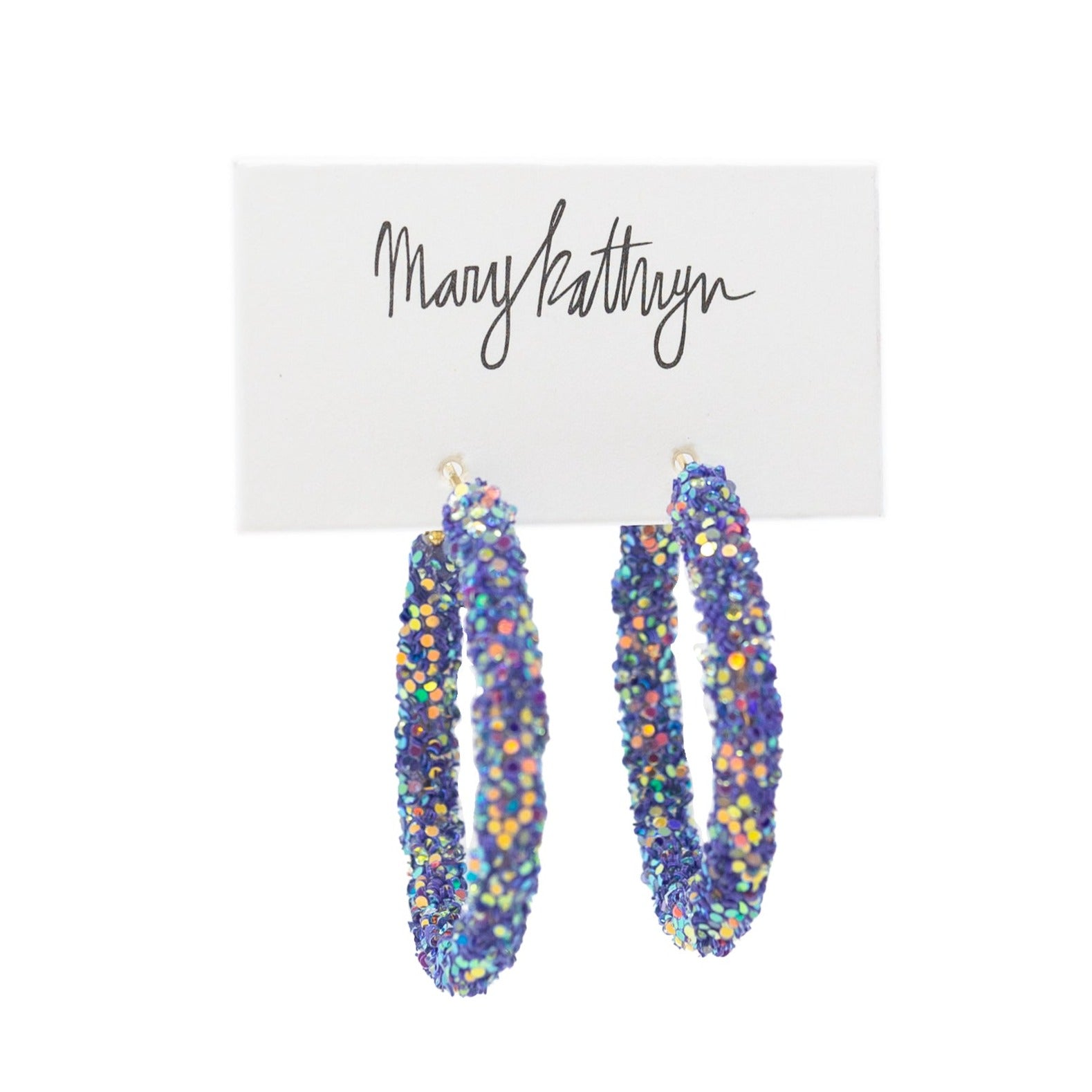 Periwinkle Glitter Hoops – Mary Kathryn Design