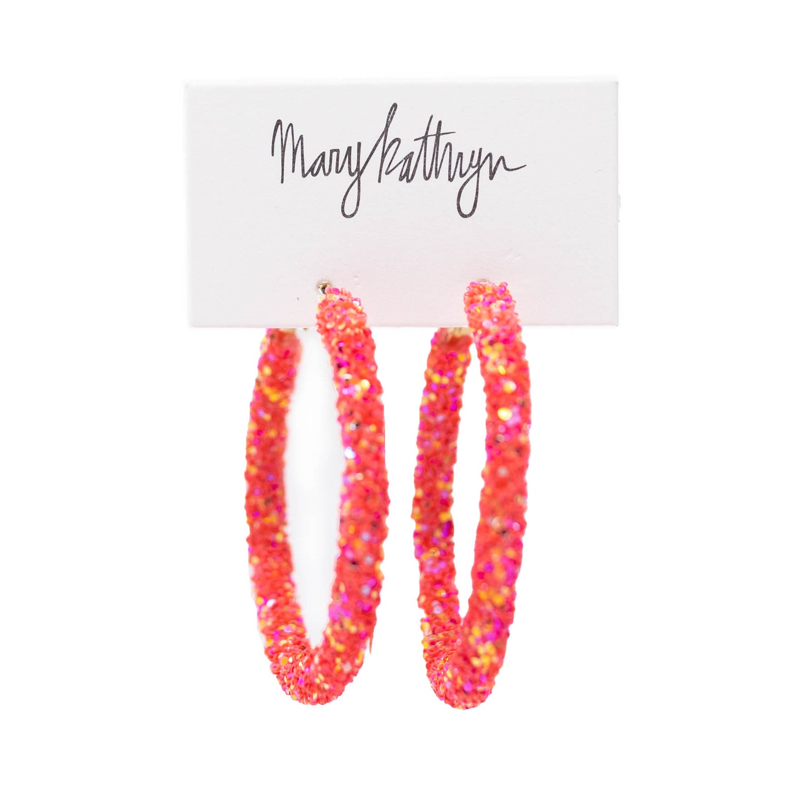 Coral Glitter Hoops – Mary Kathryn Design