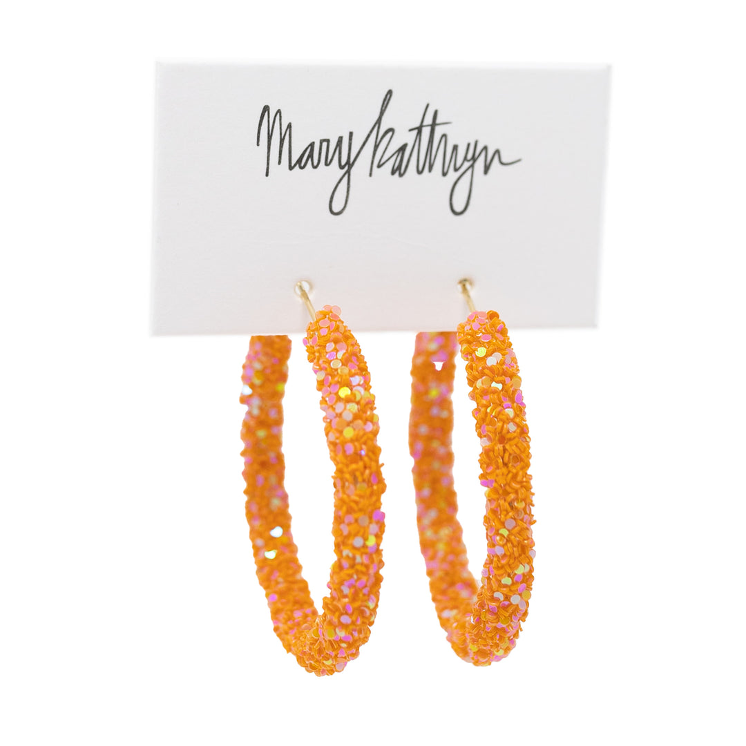 Orange Glitter Hoops – Mary Kathryn Design