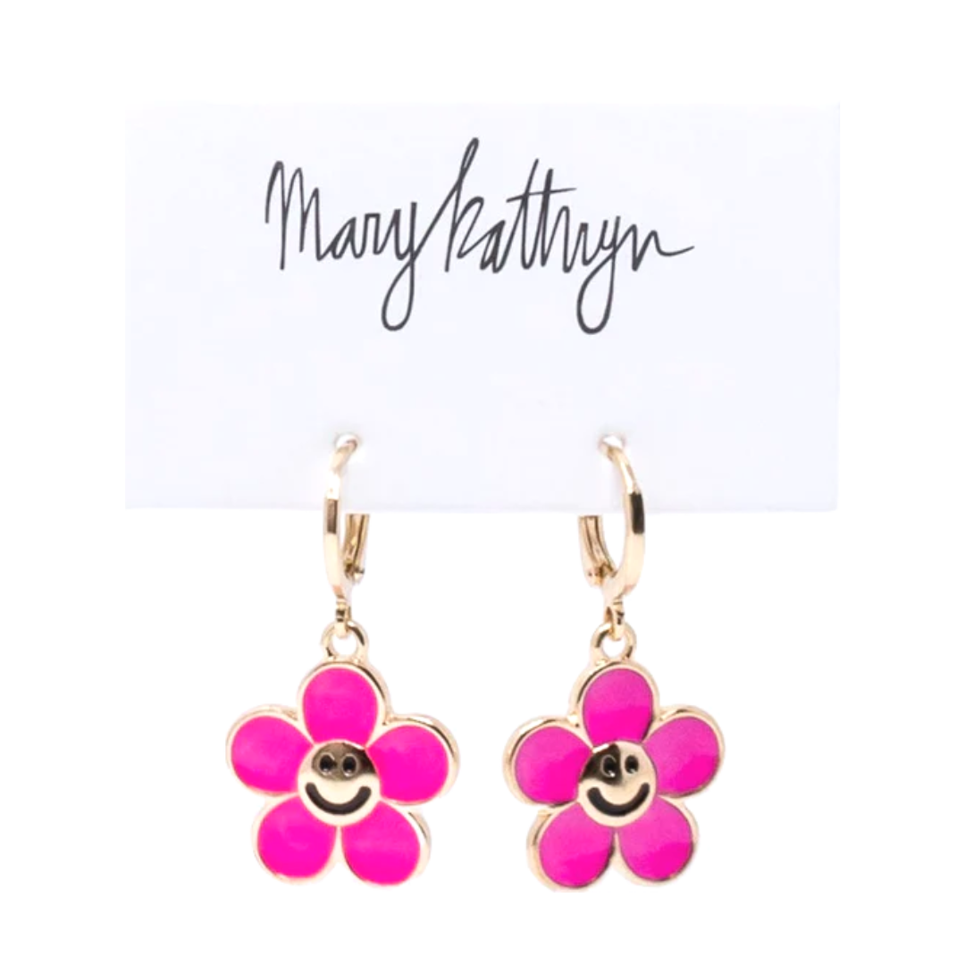 Flower Smiley Face Huggies – Mary Kathryn Design